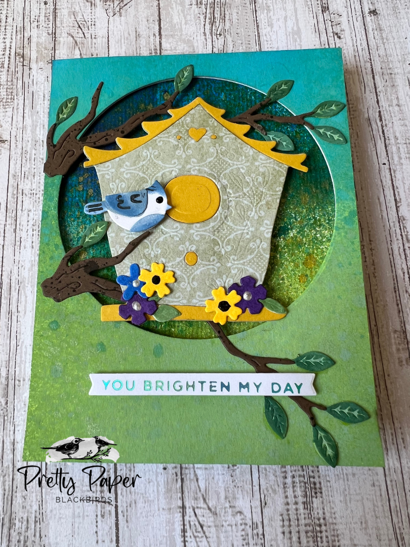 Spellbinders Build a Spring Birdhouse – Using Distress Background